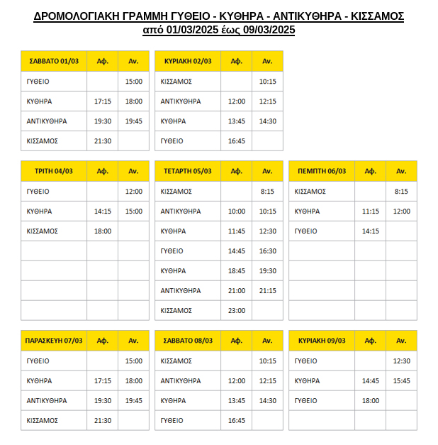 Το πλοίο ΚΕΦΑΛΟΝΙΑ στη γραμμή «Γύθειο - Κύθηρα - Αντικύθηρα – Κίσσαμος ...